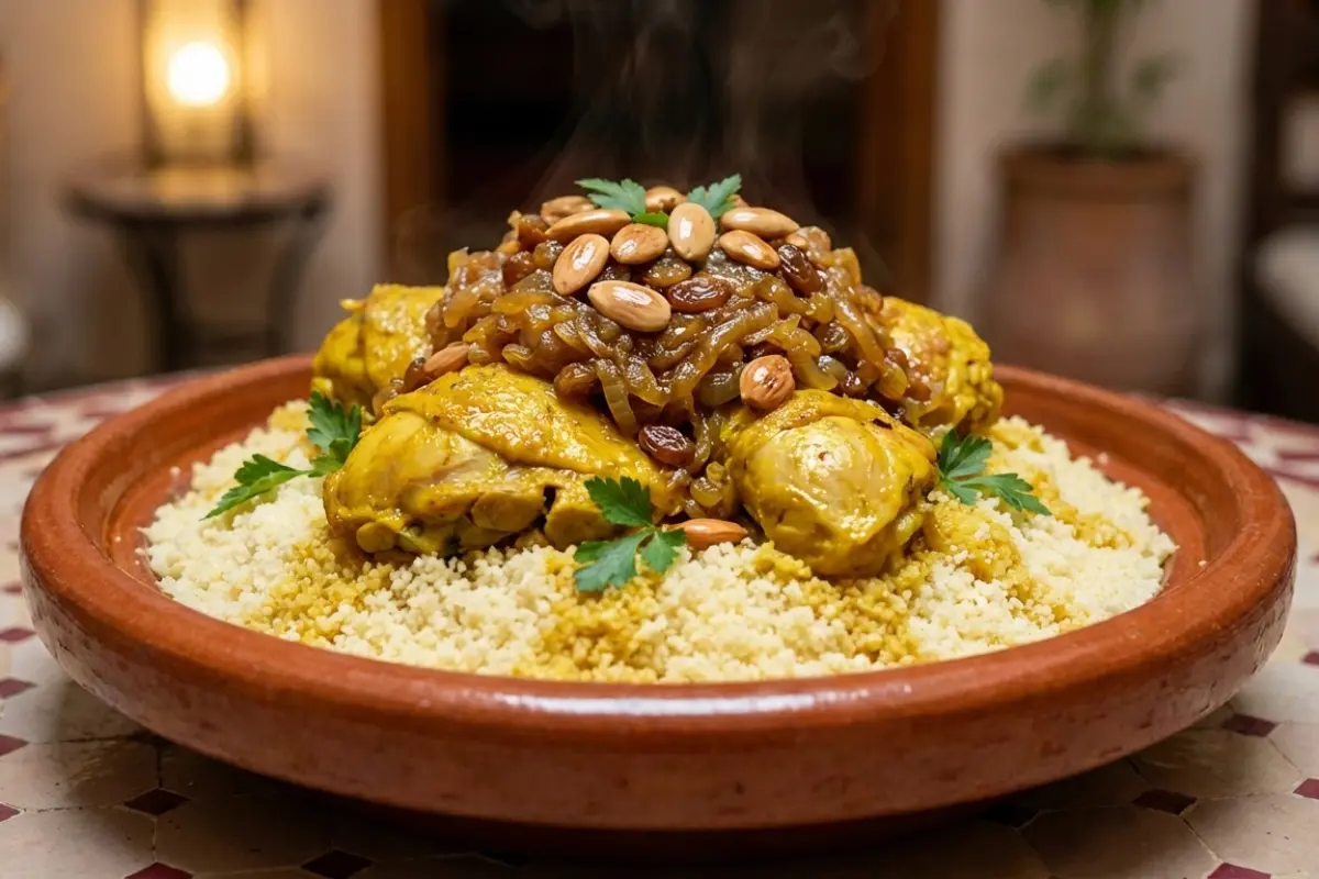 Couscous with Chicken Tfaya - Authentic Moroccan Recipe | Macooking ...